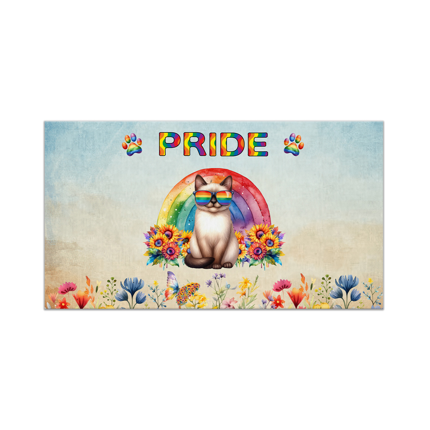 Siamese Celebrates Rainbow Pride Month LGBT LGBTQ+ Doormat Cat Lover ...