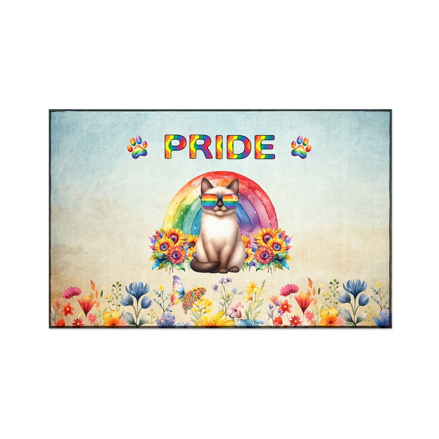 Siamese Celebrates Rainbow Pride Month LGBT LGBTQ+ Indoor Rug Cat Lover ...