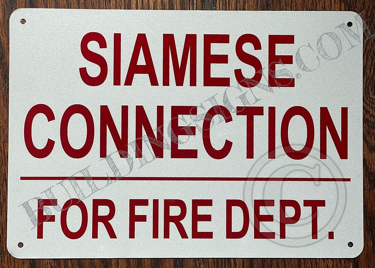 Siamese Connection for fire Department Sign (White, Reflective ...
