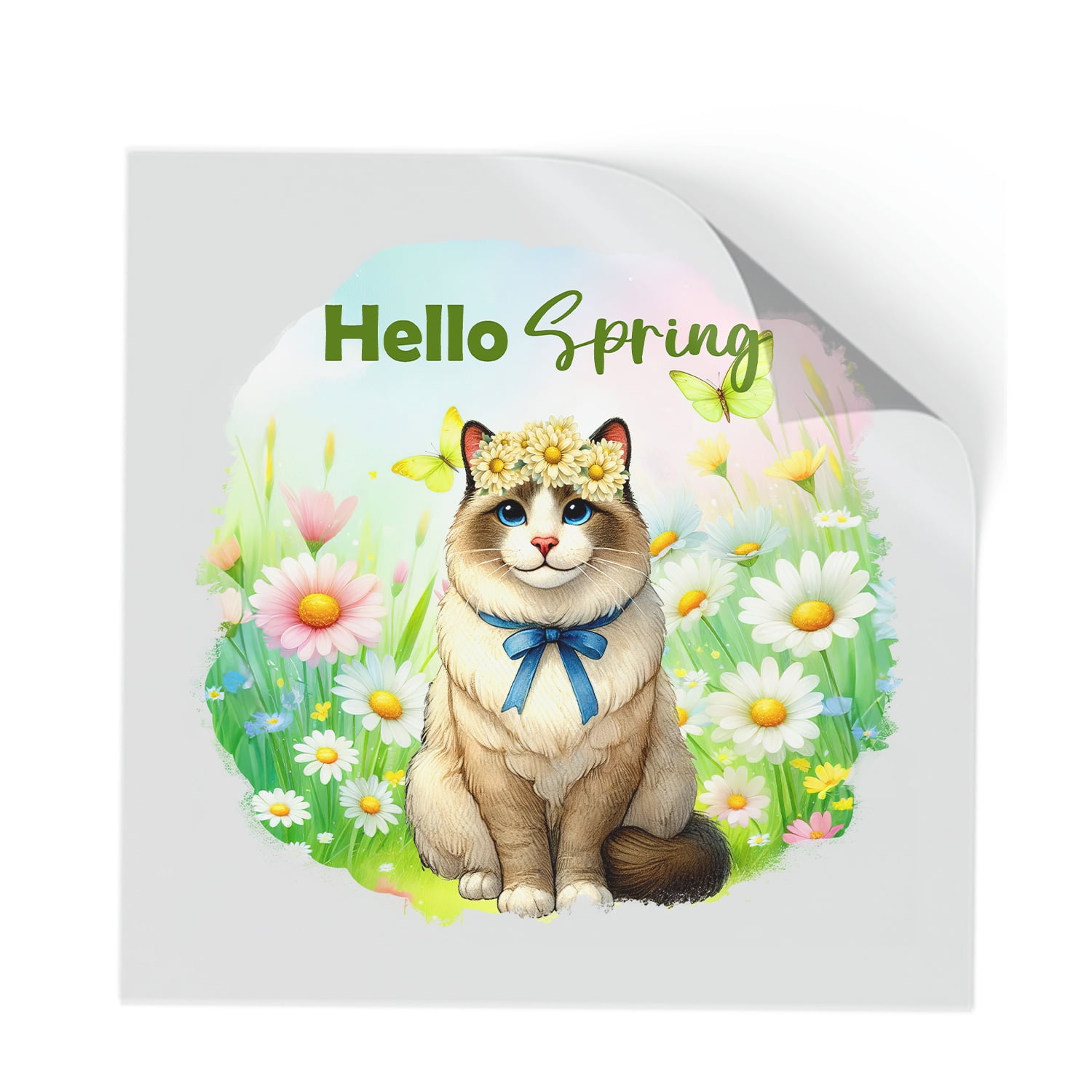 Siamese Hello Spring Time Flower Floral Nature Cutout Transfer Sticker ...