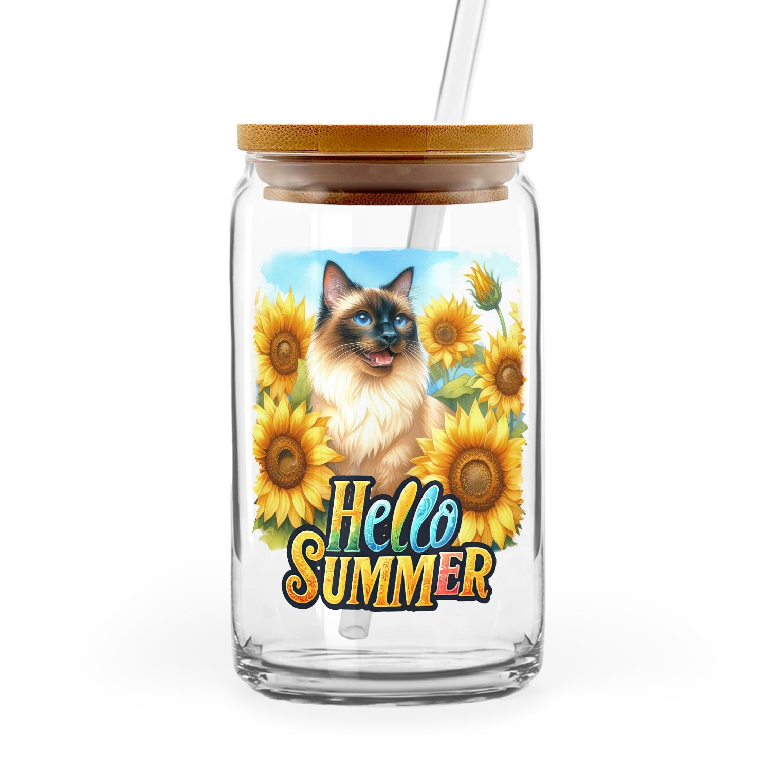 Siamese Hello Summer Sunshine Sunflowers Spring Retro Vintage 16oz ...