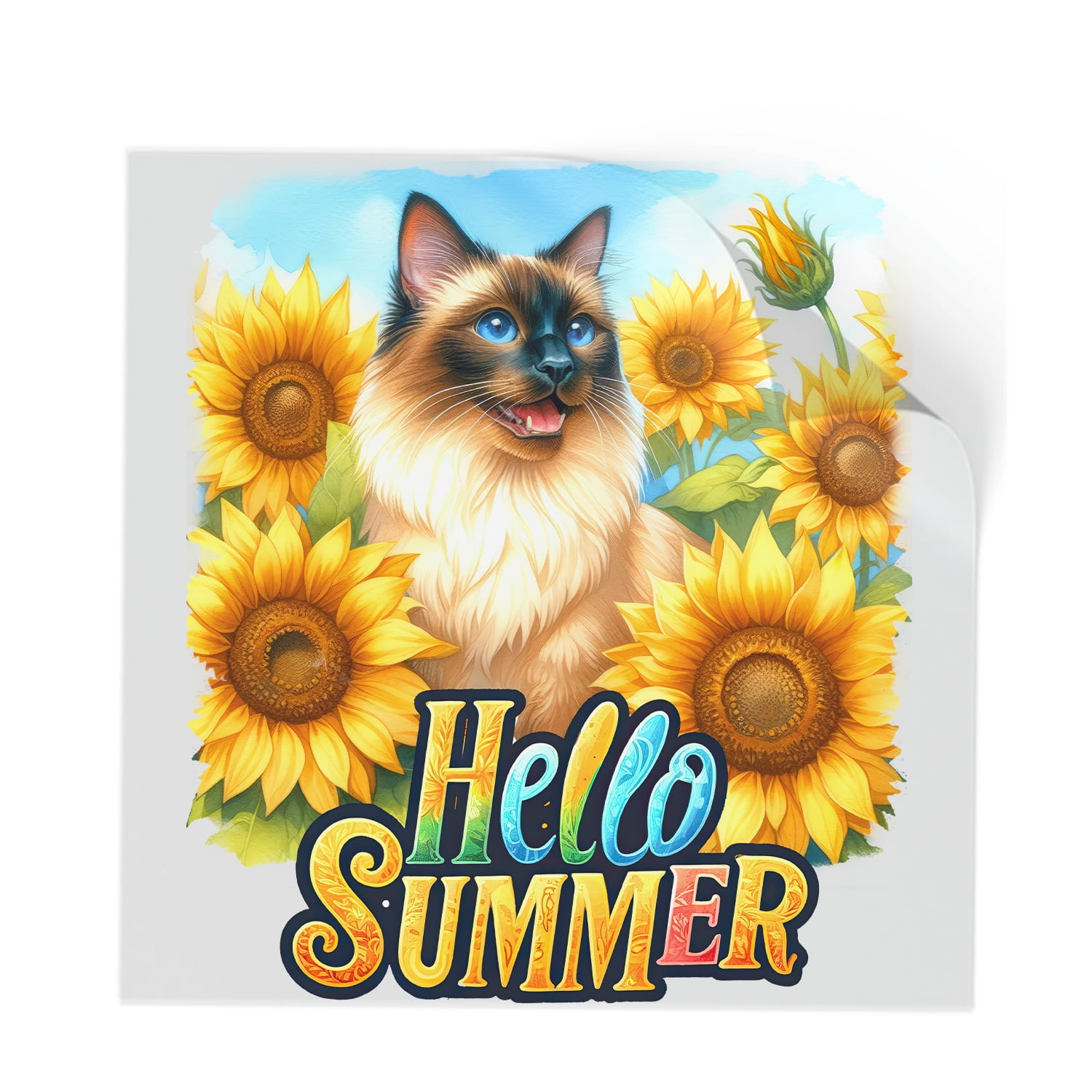 Siamese Hello Summer Sunshine Sunflowers Spring Retro Vintage Cutout ...