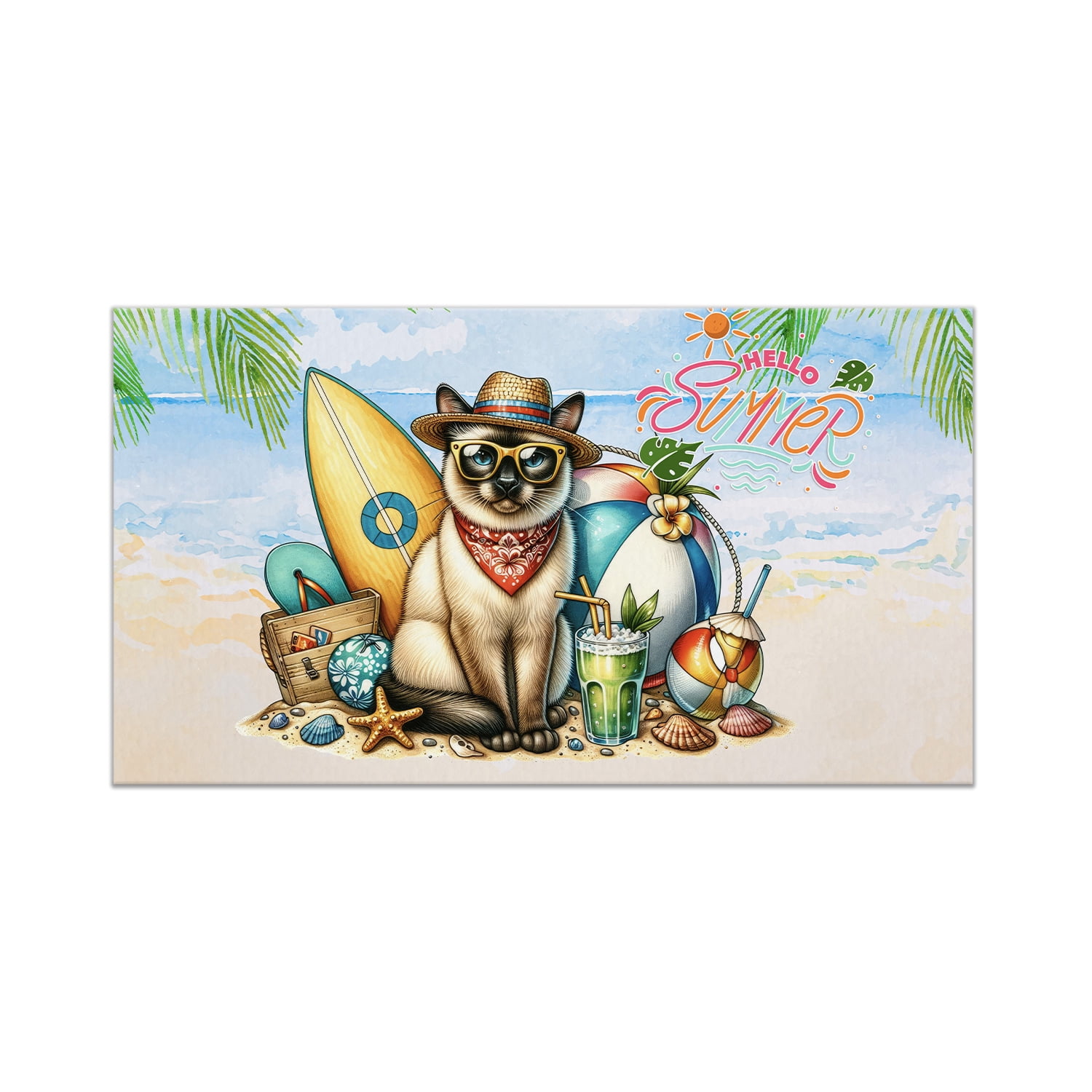 Siamese Hello Summer with Sunglasses and Surfboard Tropical Vibes ...
