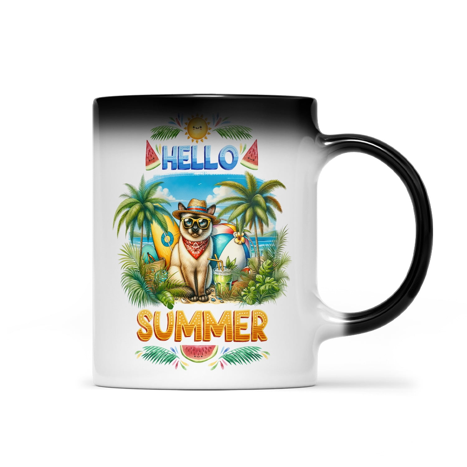 Siamese Hello Summer with Sunglasses and Surfboard Tropical Vibes Heat ...
