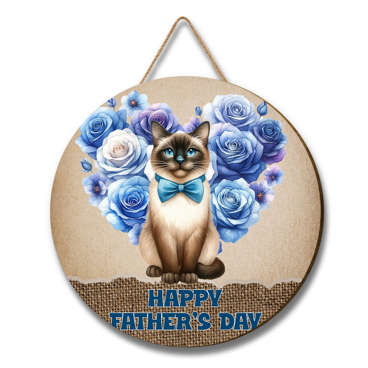Siamese Proud Dad Happy Father's Day Round Wood Sign Cat Lover Kitten ...