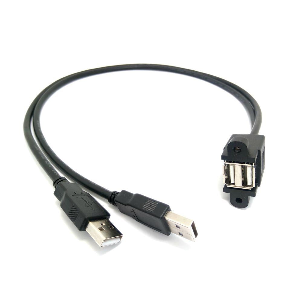 Siamese dual-port USB 2.0 extension cable with screw holes can be fixed ...