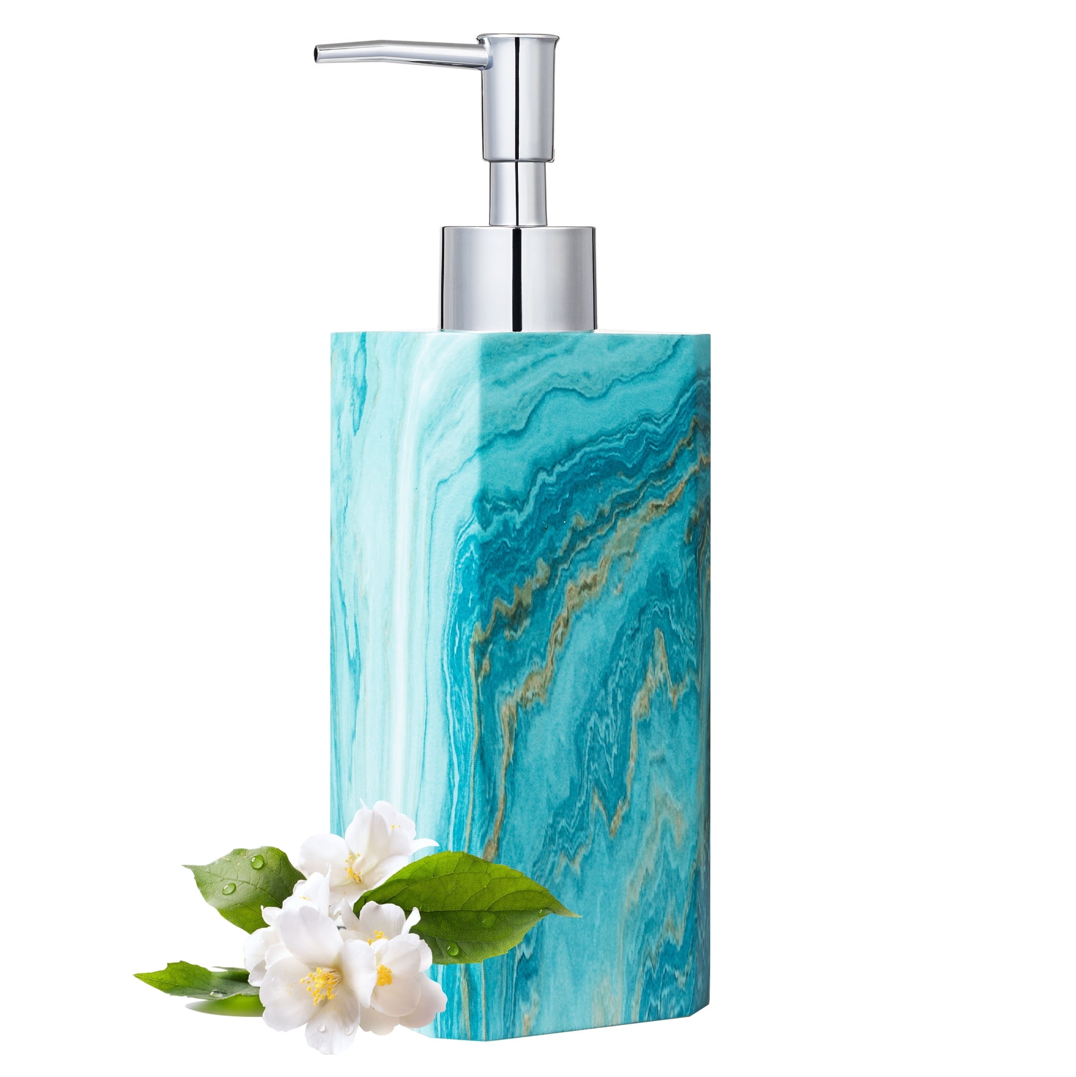 Siaomo Soap Dispenser, Resin with Green Marble Finish, 8.45 Oz ...