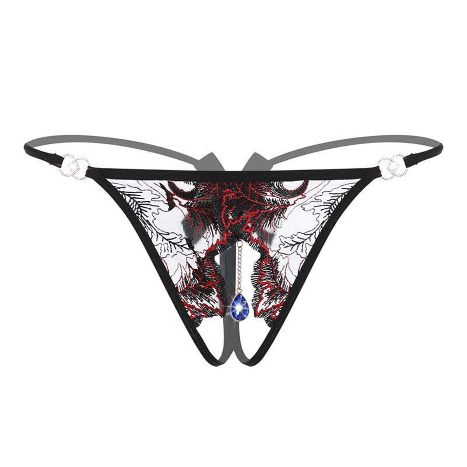 Siaonvr Plus Size Lingerie Womens Underwear Embroidered Pendant Thong