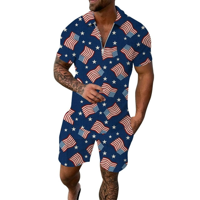 Siaonvr Sport Set Summer Outfit 2 Piece Set Mens Casual Independence