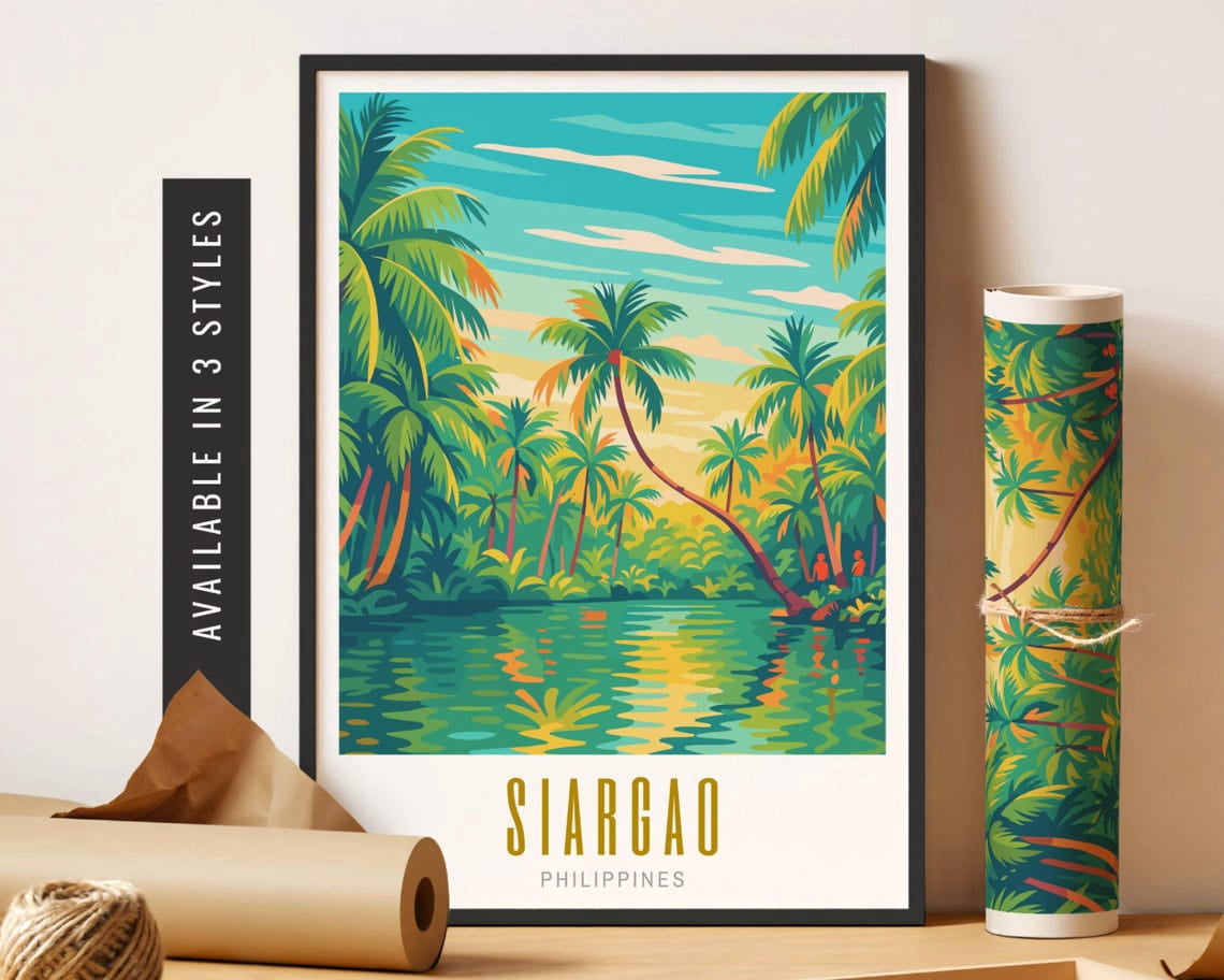 Siargao Philippines Art Poster Colorful City Wall Art Siargao Beach ...