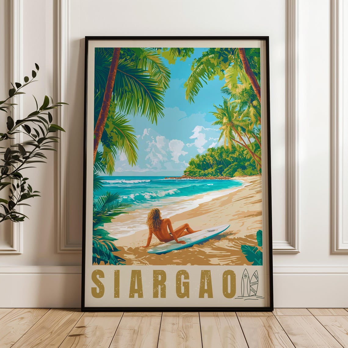 Siargao Travel Poster, Philippines Wall Art, Surfing Illustration ...