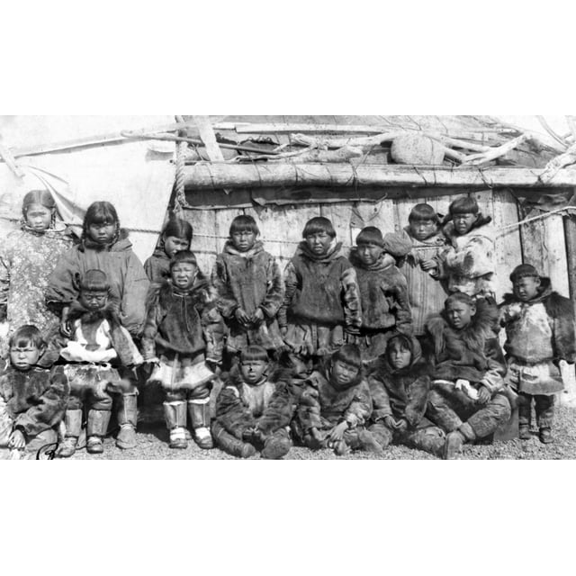 Siberia: Eskimos, C1897. /Na Group Of Eskimo School Children Posing In ...
