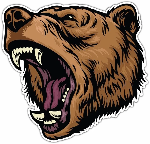 Siberian Brown Bear Roaring Grizzly Wild Car Window Stickerphone Decal ...