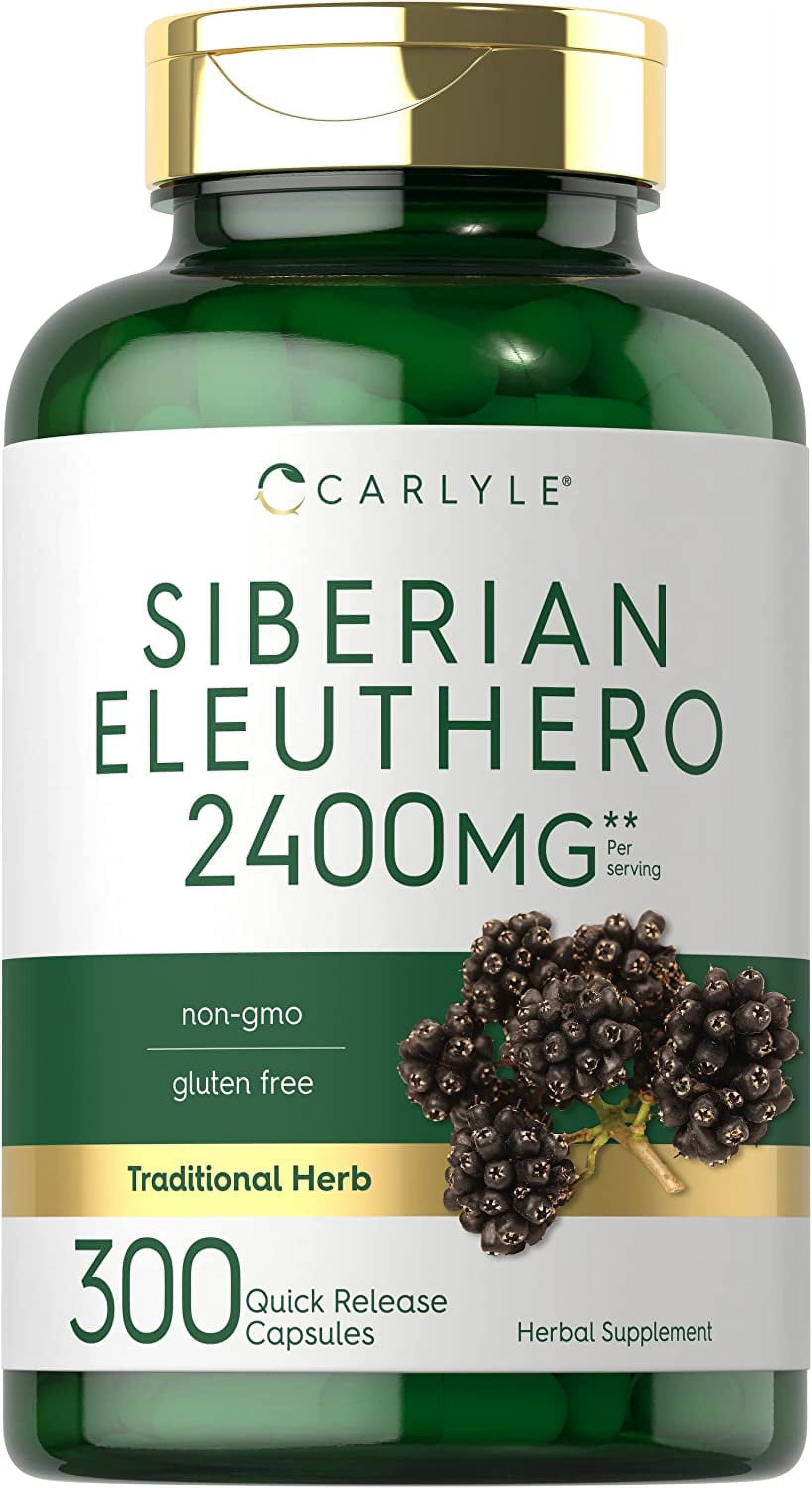 Carlyle Siberian Eleuthero Capsules, 2400mg Extract, 300 Quick-Release ...