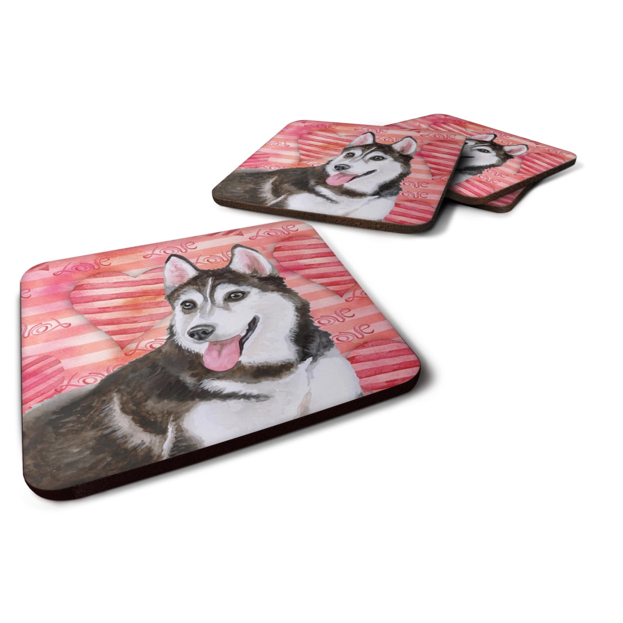 Siberian Husky 2 Love Foam Coaster Set of 4 Red - Walmart.com