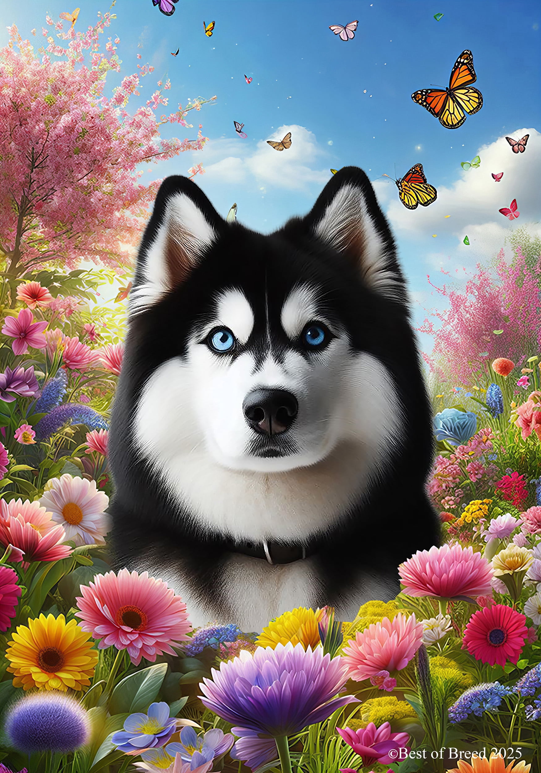 Siberian Husky Black/White Blue Eyes - Best of Breed Spring Butterfly ...