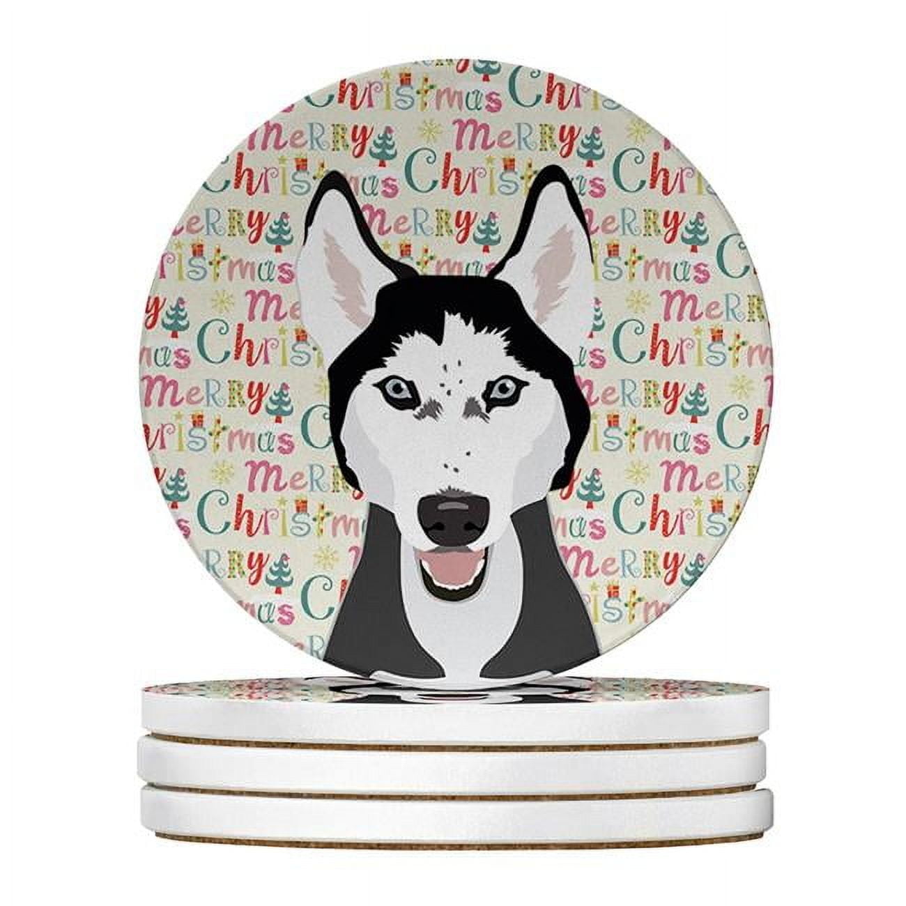Siberian Husky Black and White #3 Christmas Large Sandstone Coasters ...