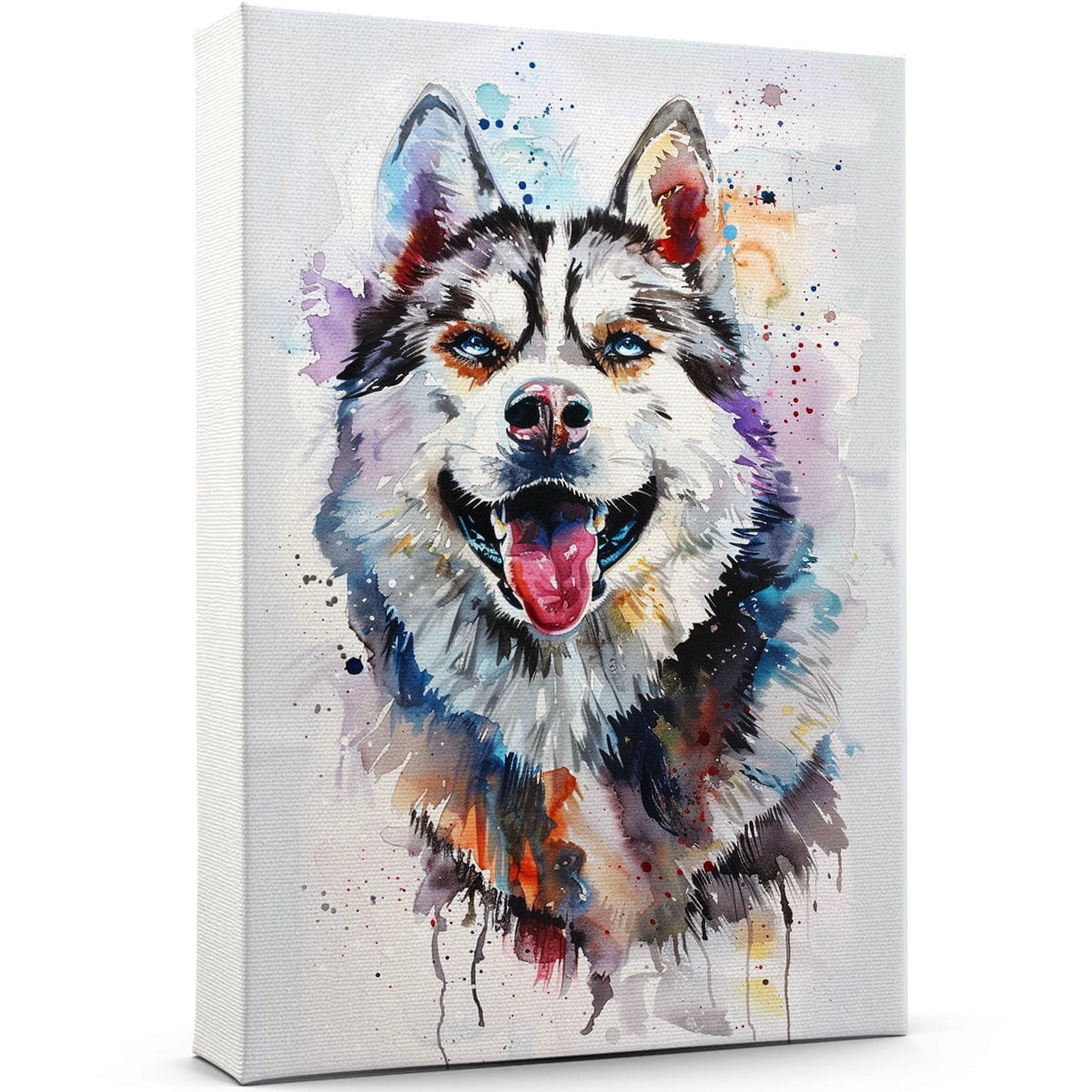 Siberian Husky Canvas Wall Art, Modern Cute Colorful Siberian Husky ...