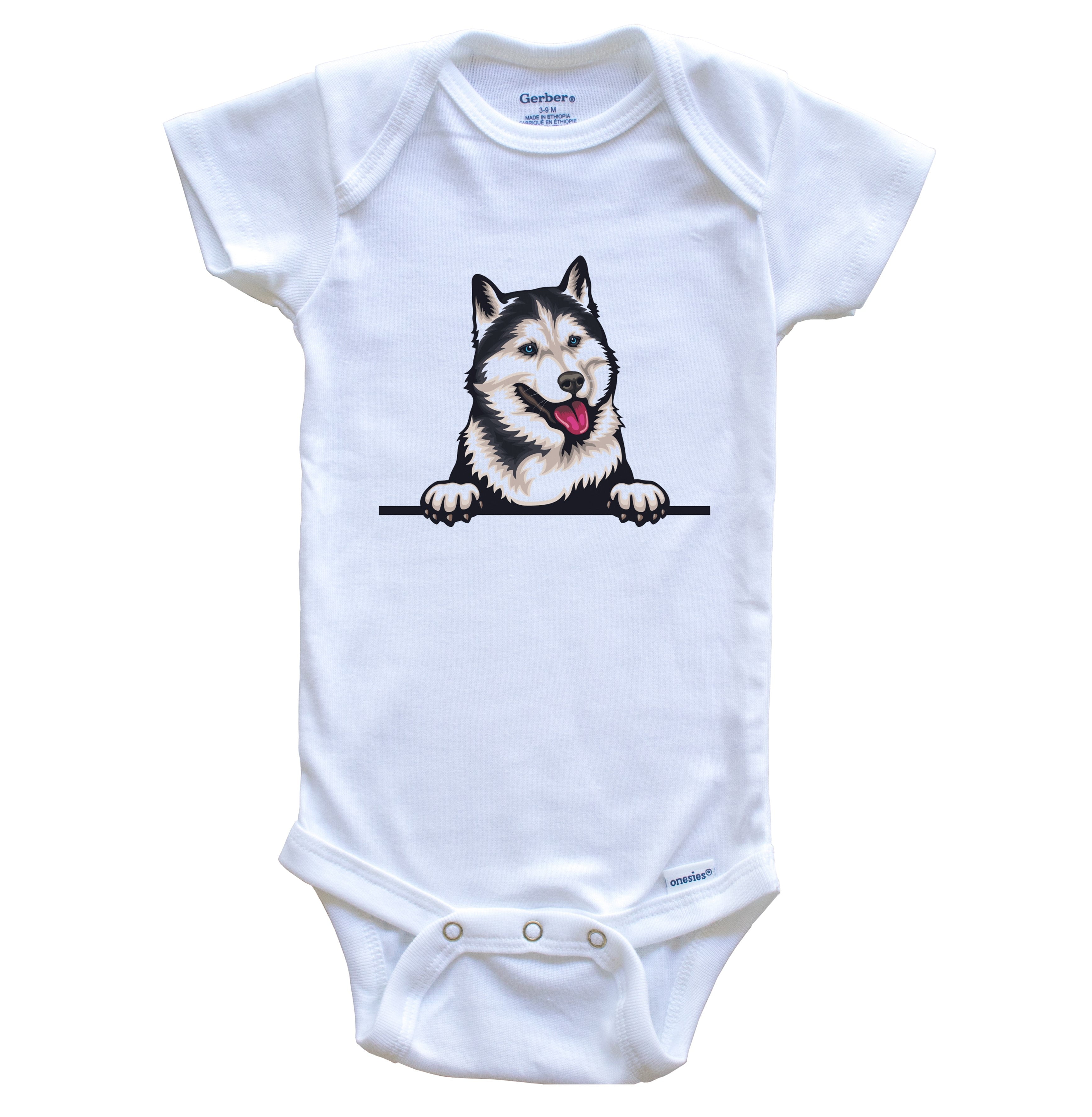 Siberian Husky Dog Breed Cute Baby Bodysuit v2, 6-9 months white ...
