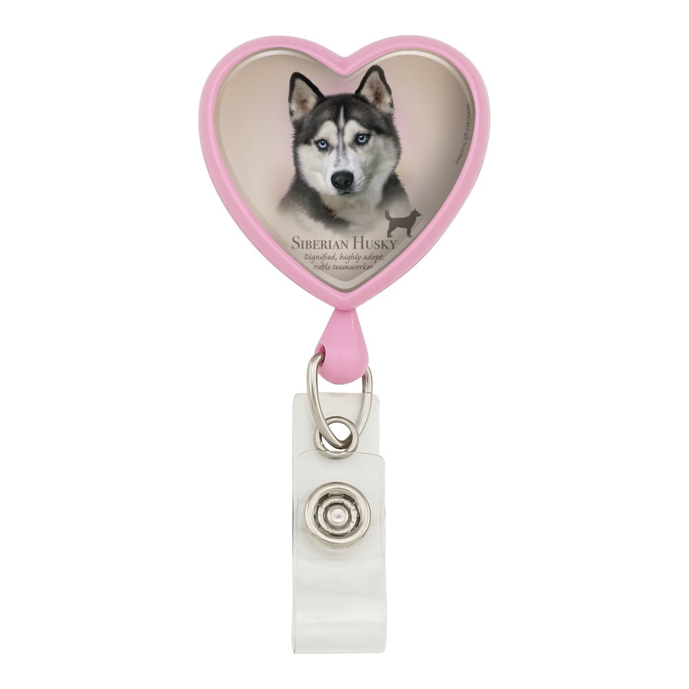 Siberian Husky Dog Breed Heart Lanyard Retractable Reel Badge ID Card ...