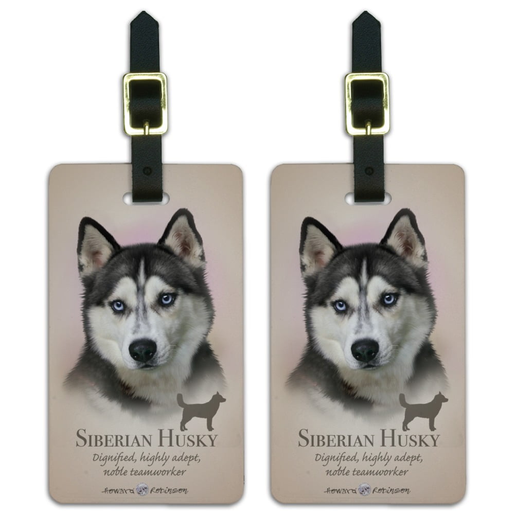 Siberian Husky Dog Breed Luggage ID Tags Suitcase Carry-On Cards - Set ...