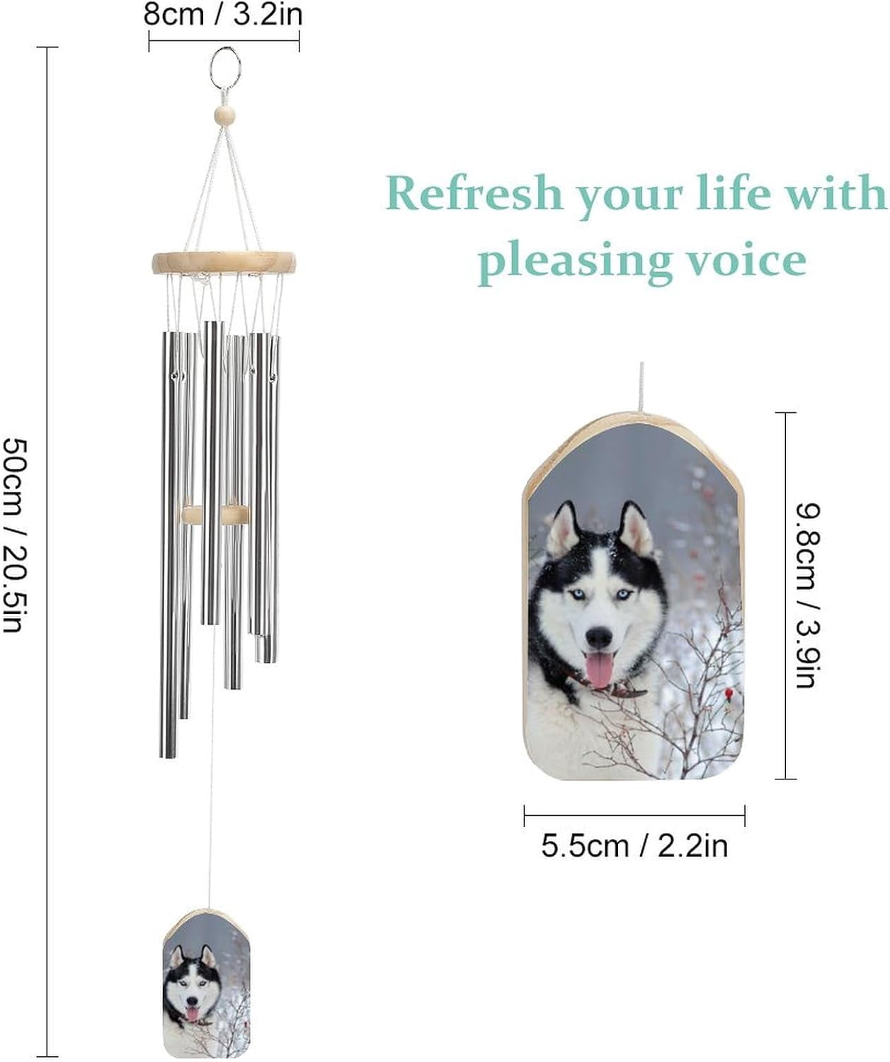 Siberian Husky Dog In Winter Windchime Wonderful Wind Chime Large Metal ...