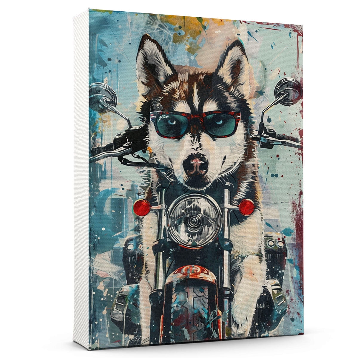 Siberian Husky Dog Riding a motorcycle Poster Unframe, Siberian Husky ...