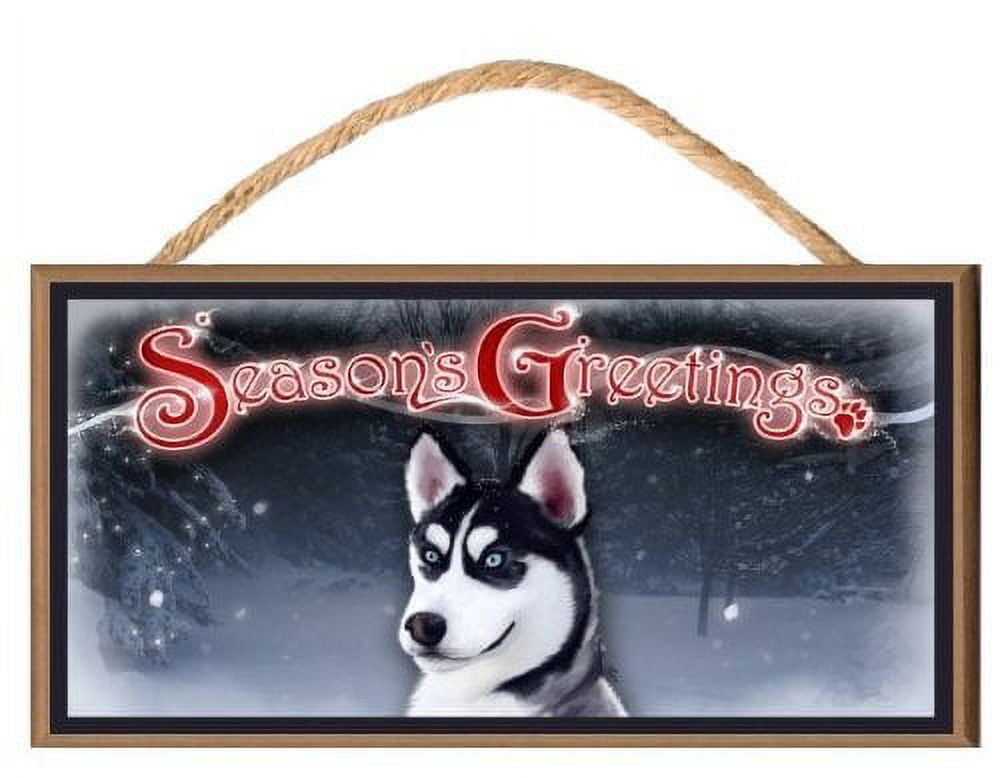 Siberian Husky Dog "Season's Greetings" Dog Sign / Plaque featuring the ...