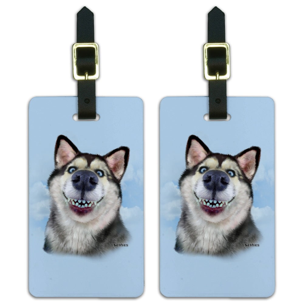 Siberian Husky Dog Selfie Luggage ID Tags Suitcase Carry-On Cards - Set ...