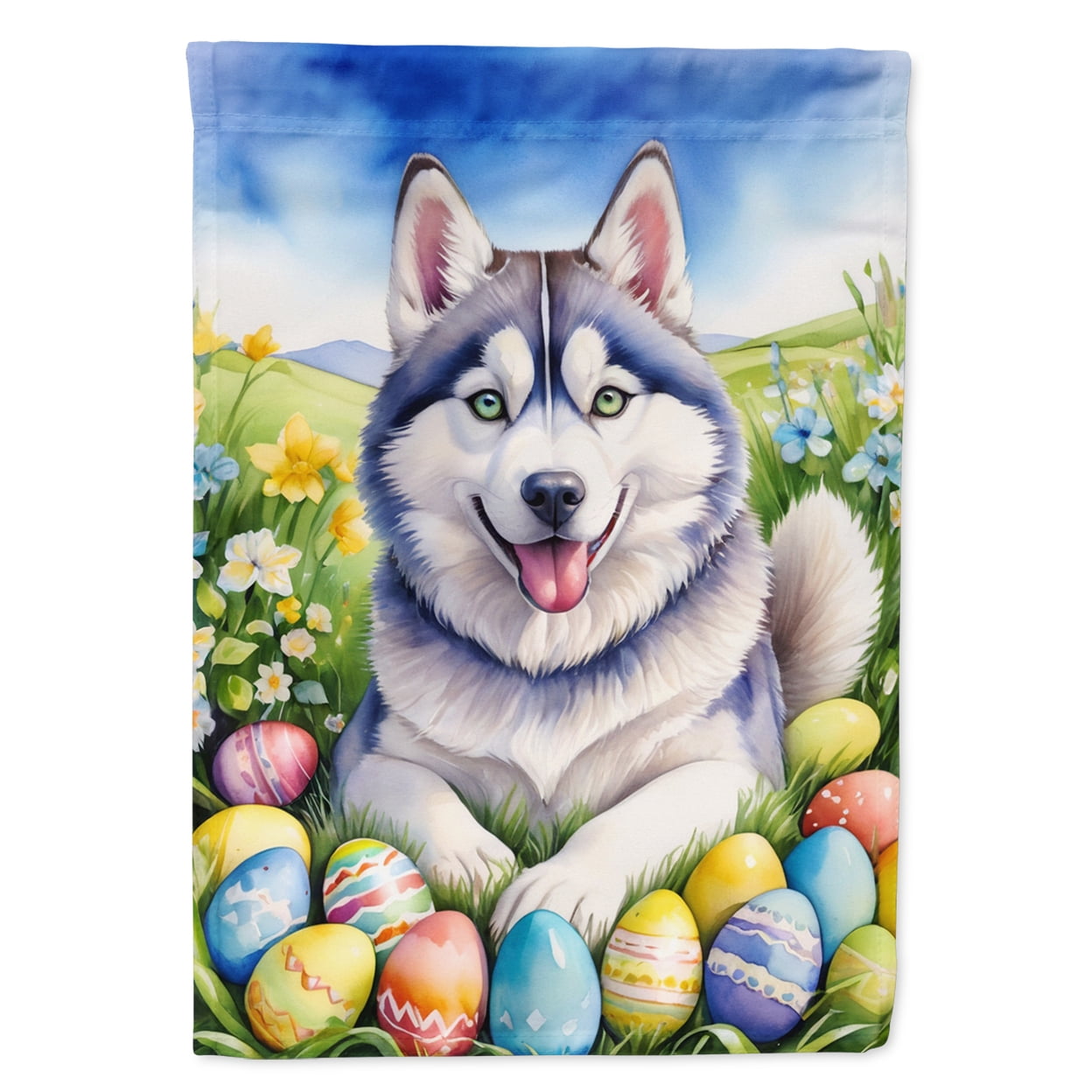 Siberian Husky Easter Egg Hunt House Flag 28 in x 40 in - Walmart.com