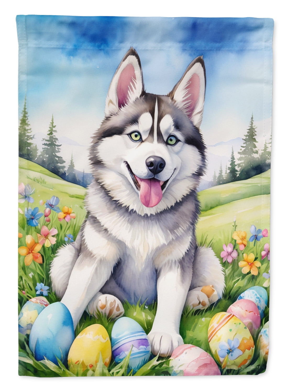 Siberian Husky Easter Egg Hunt House Flag - Walmart.com