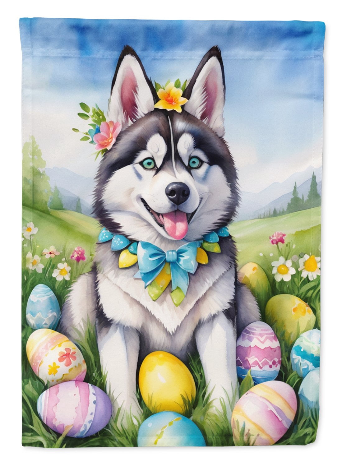 Siberian Husky Easter Egg Hunt House Flag - Walmart.com