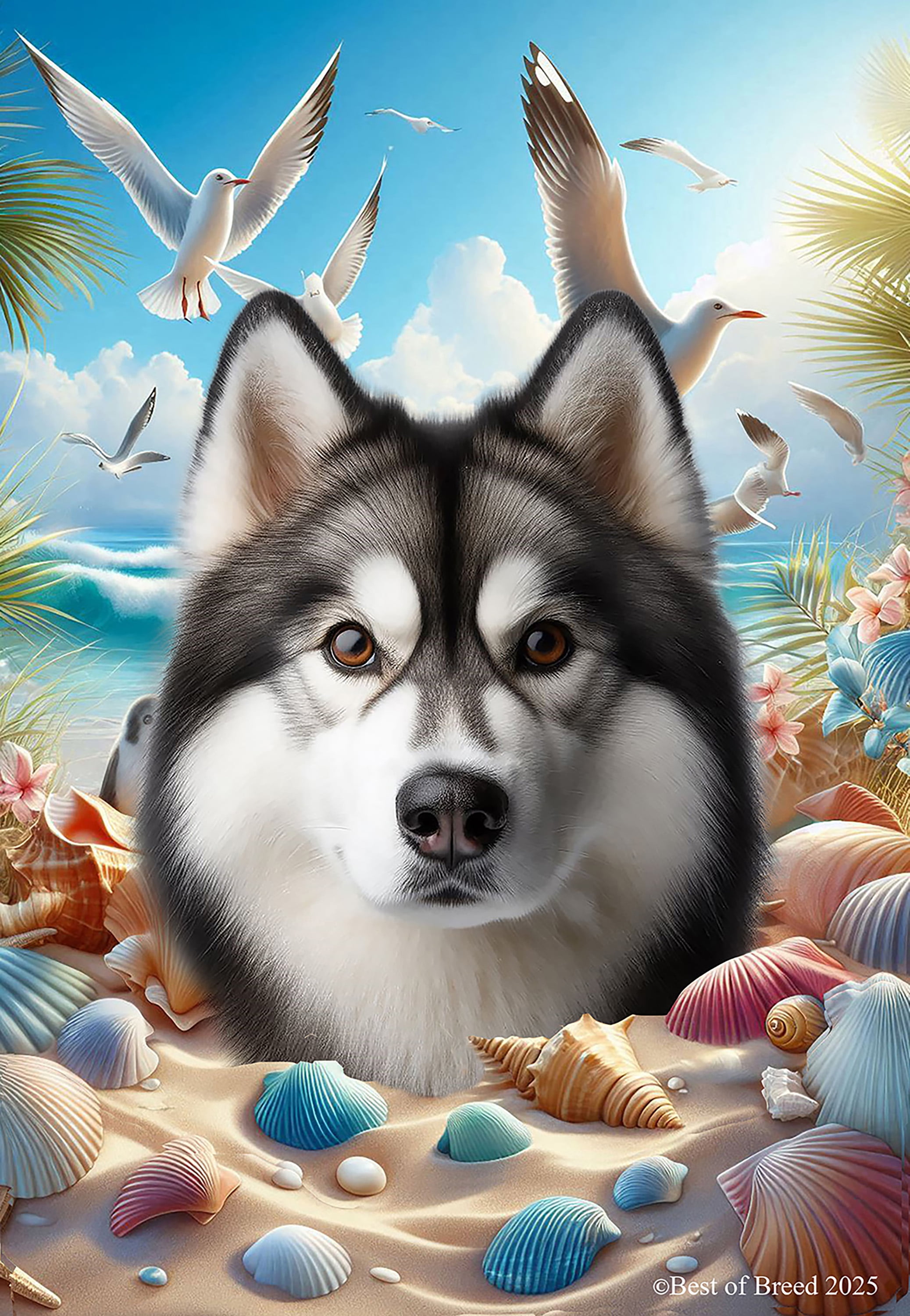 Siberian Husky Grey - Best of Breed Summer Beach Outdoor Garden Flag 12 ...