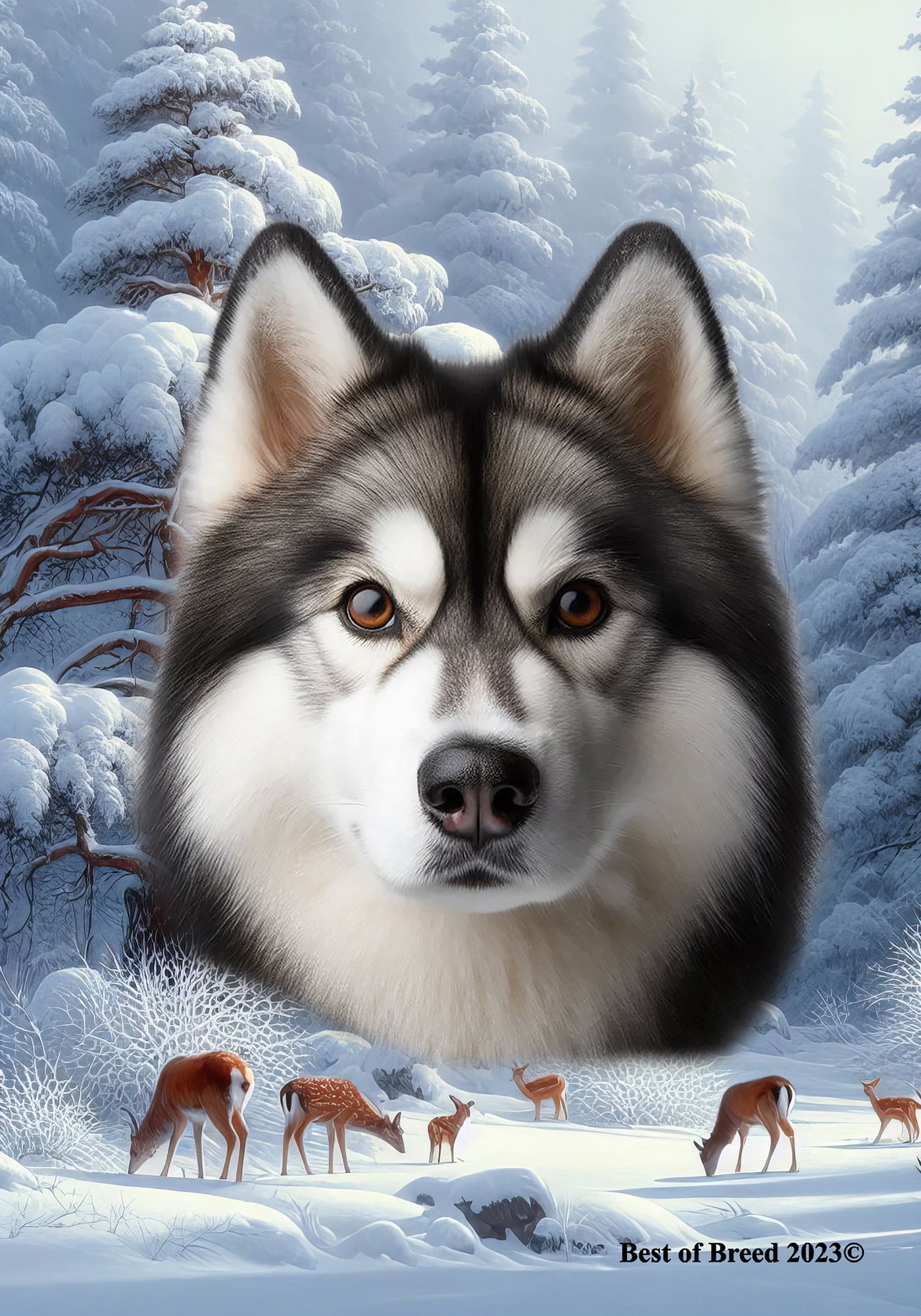 Siberian Husky Grey - Best of Breed Winter Wonderland Garden Flag 12" x ...