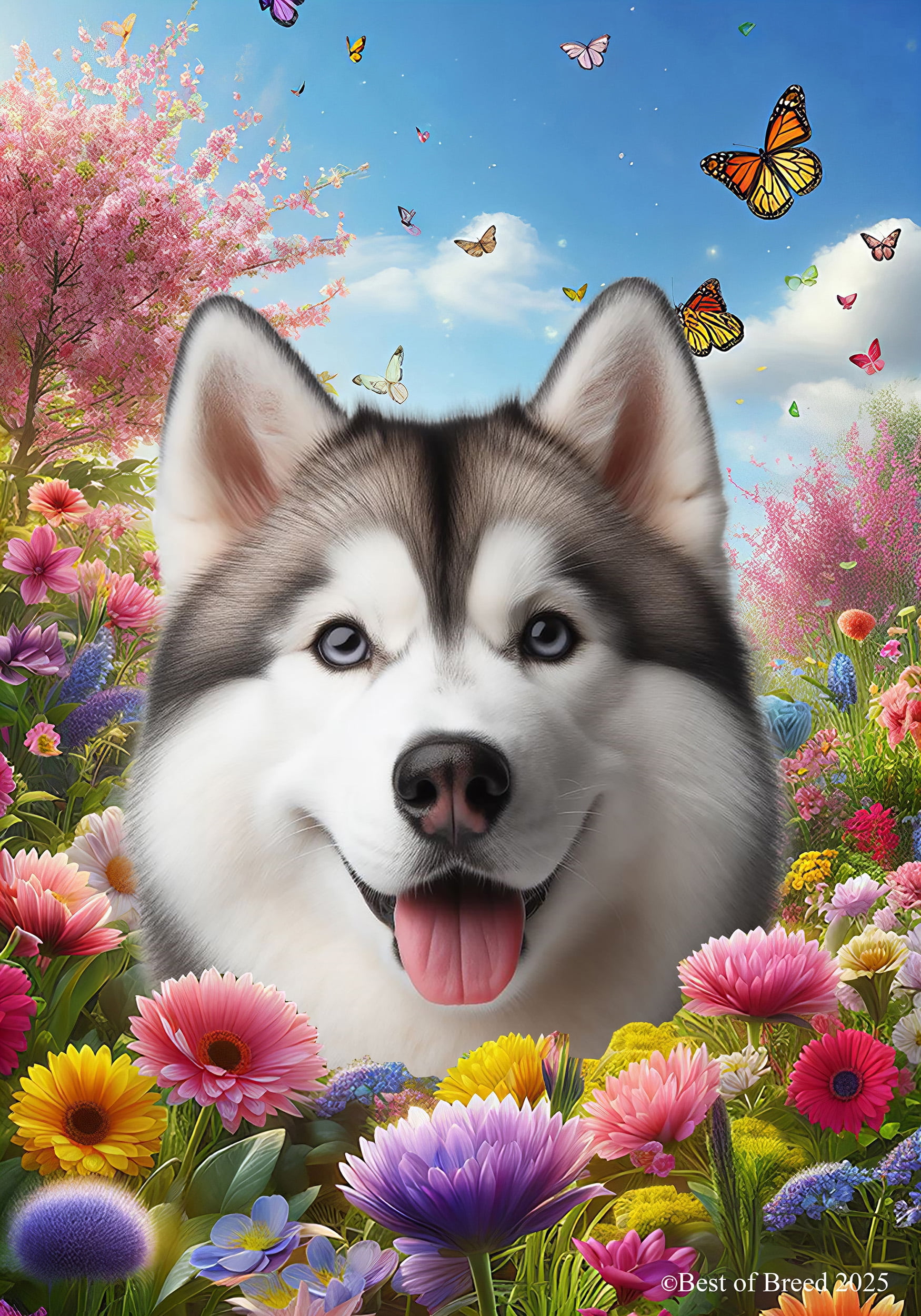 Siberian Husky Grey Blue Eyes - Best of Breed Spring Butterfly Outdoor ...