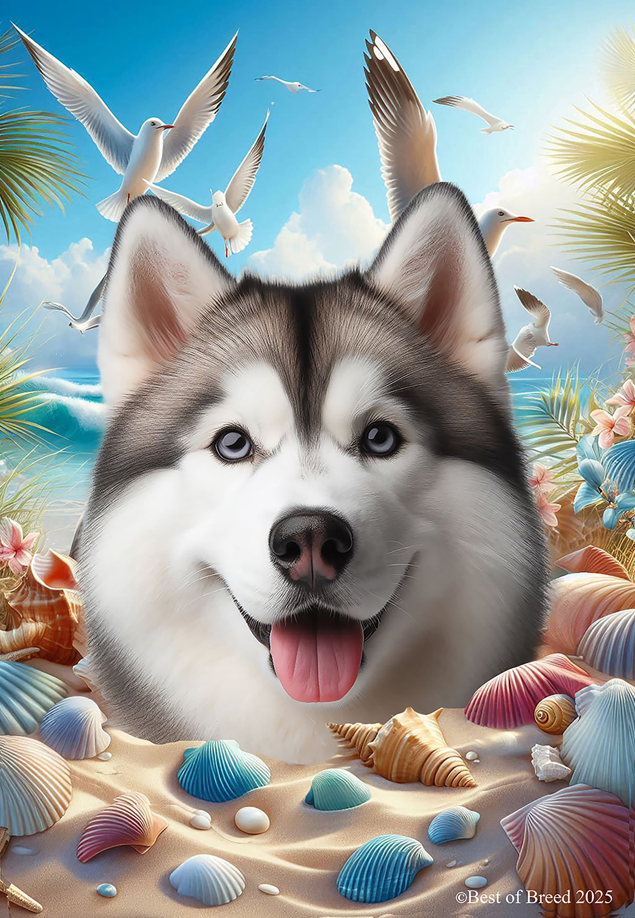 Siberian Husky Grey Blue Eyes - Best of Breed Summer Beach Outdoor ...