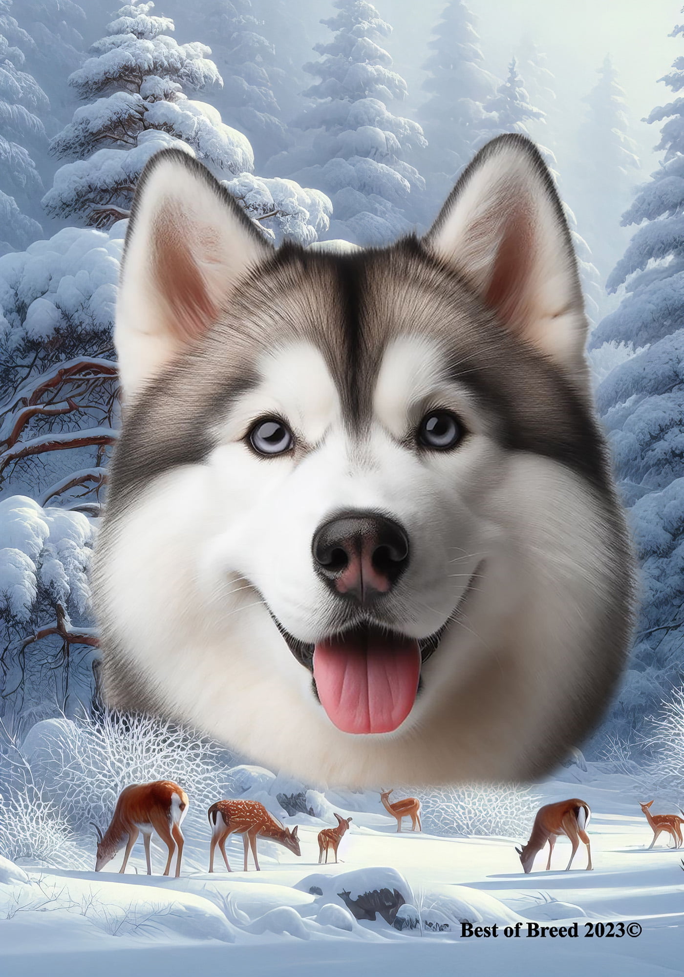 Siberian Husky Grey Blue Eyes - Best of Breed Winter Wonderland Garden ...