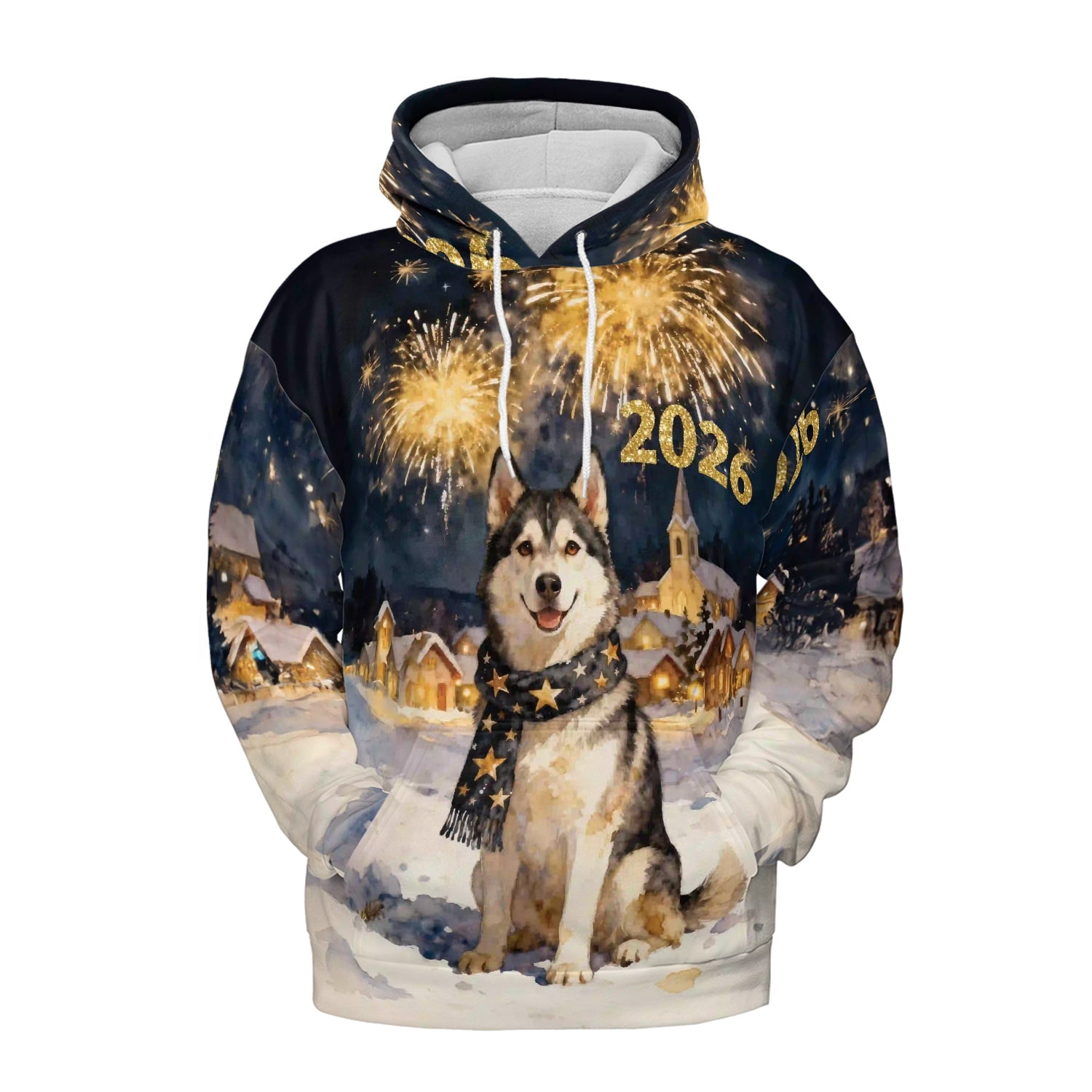 Siberian Husky Happy New Year 2026 with Fireworks on New Year's Eve All ...