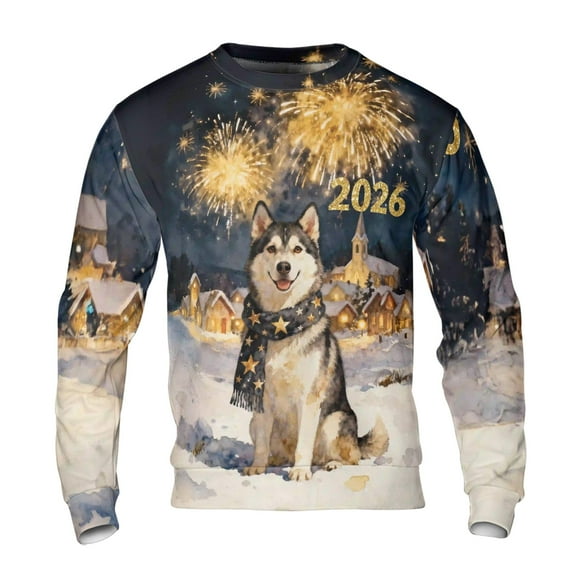 Siberian Husky Happy New Year 2026 with Fireworks on New Year's Eve All ...