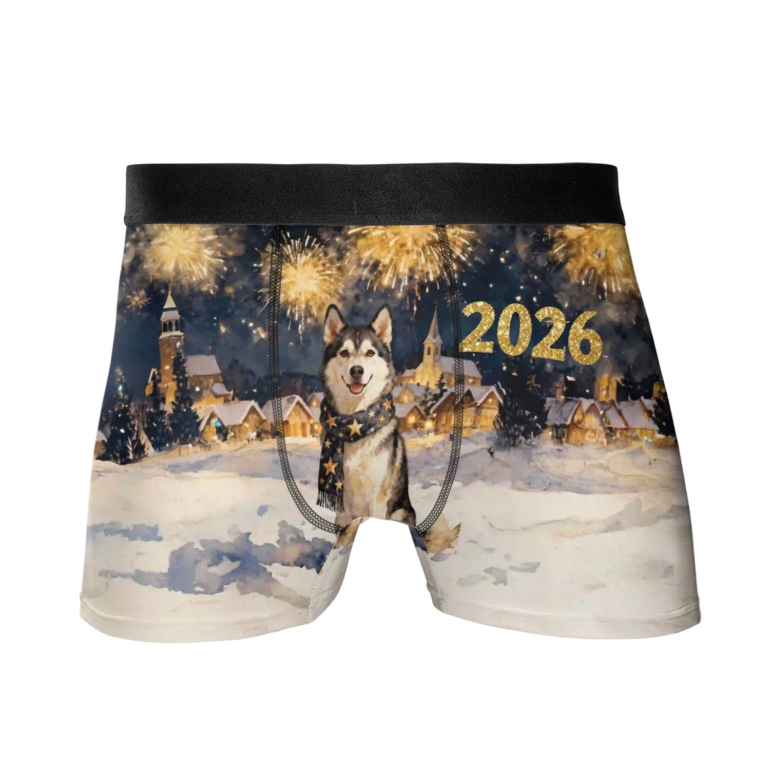 Siberian Husky Happy New Year 2026 with Fireworks on New Year's Eve All ...