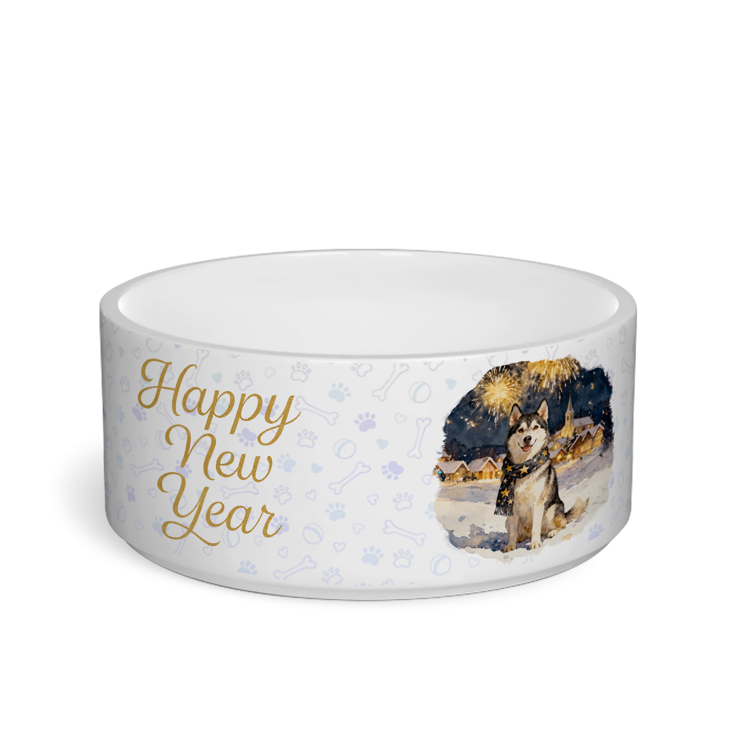 Siberian Husky Happy New Year 2026 with Fireworks on New Year's Eve ...