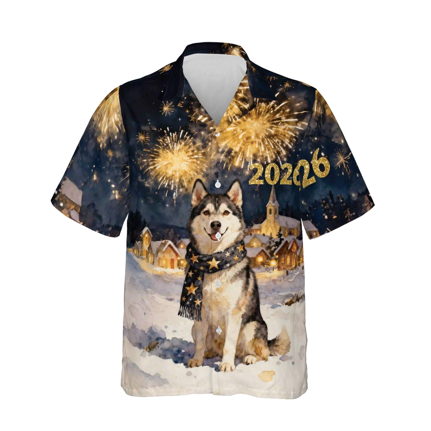 Siberian Husky Happy New Year 2026 with Fireworks on New Year's Eve ...