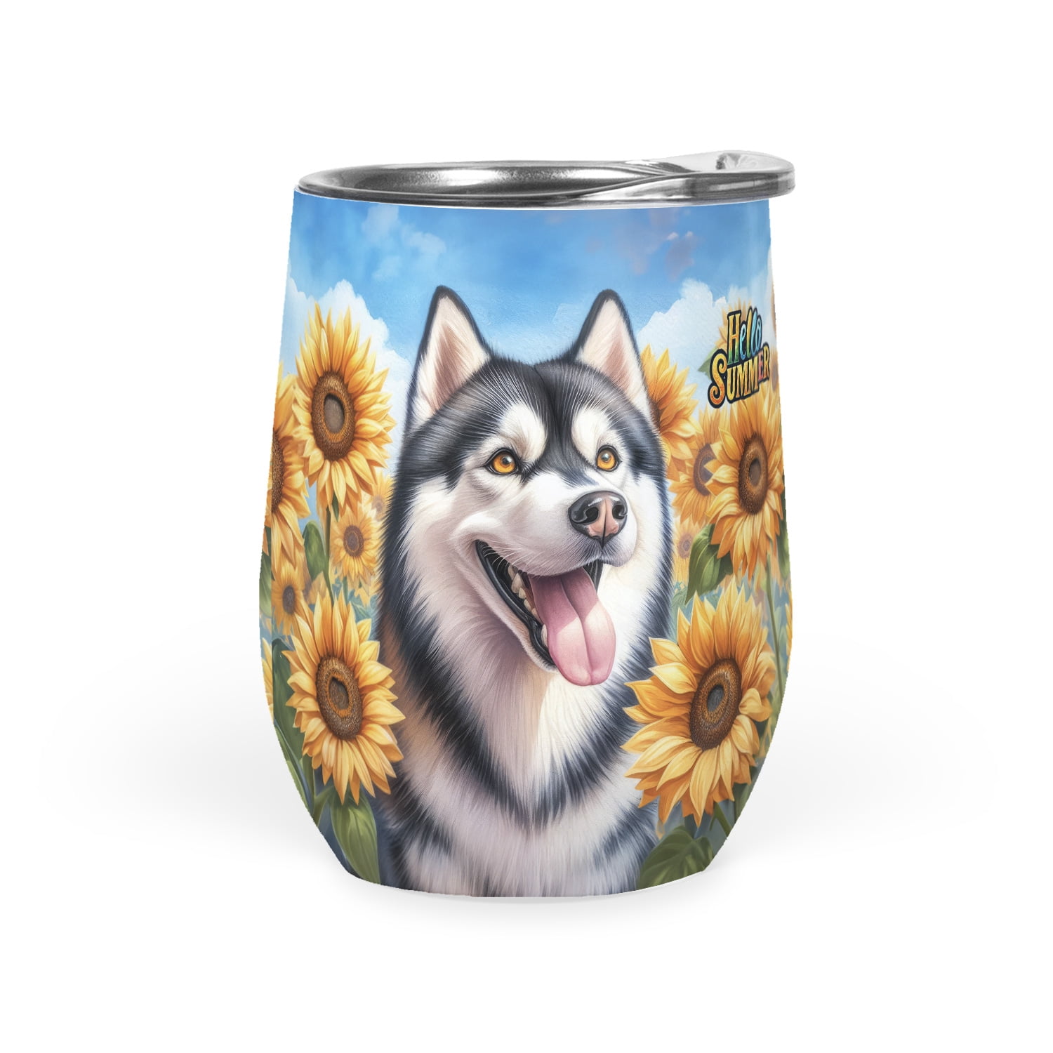 Siberian Husky Hello Summer Sunshine Sunflowers Spring Retro Vintage ...