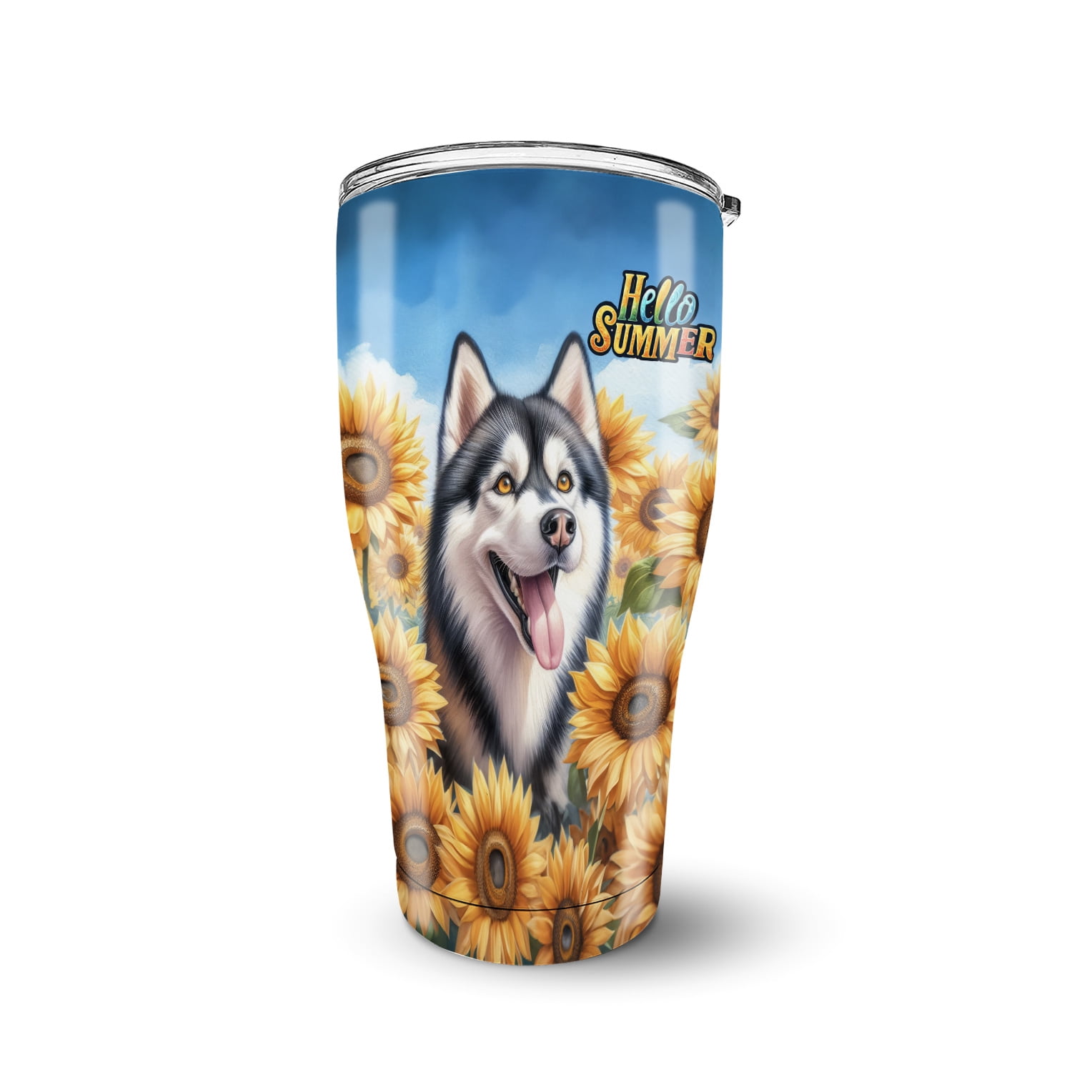 Siberian Husky Hello Summer Sunshine Sunflowers Spring Retro Vintage ...
