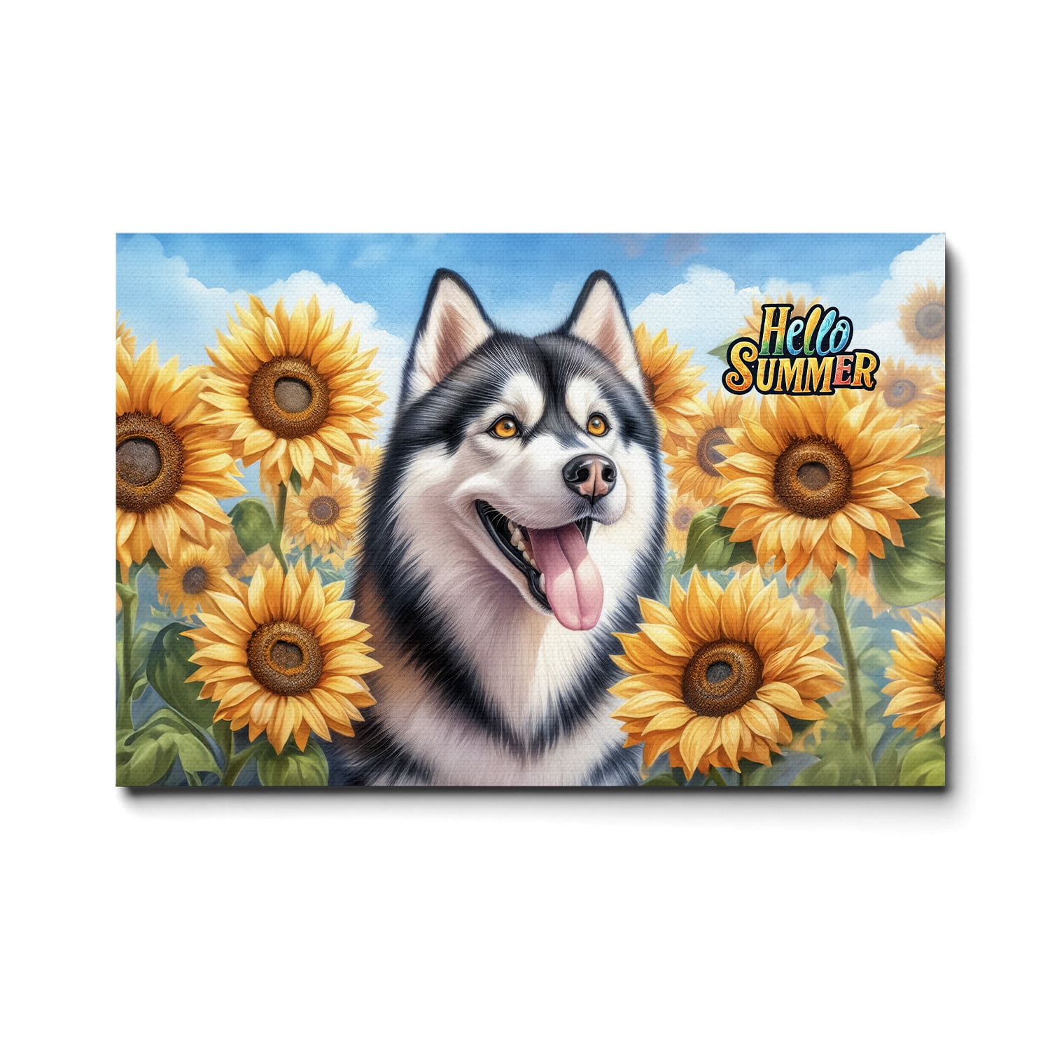 Siberian Husky Hello Summer Sunshine Sunflowers Spring Retro Vintage ...
