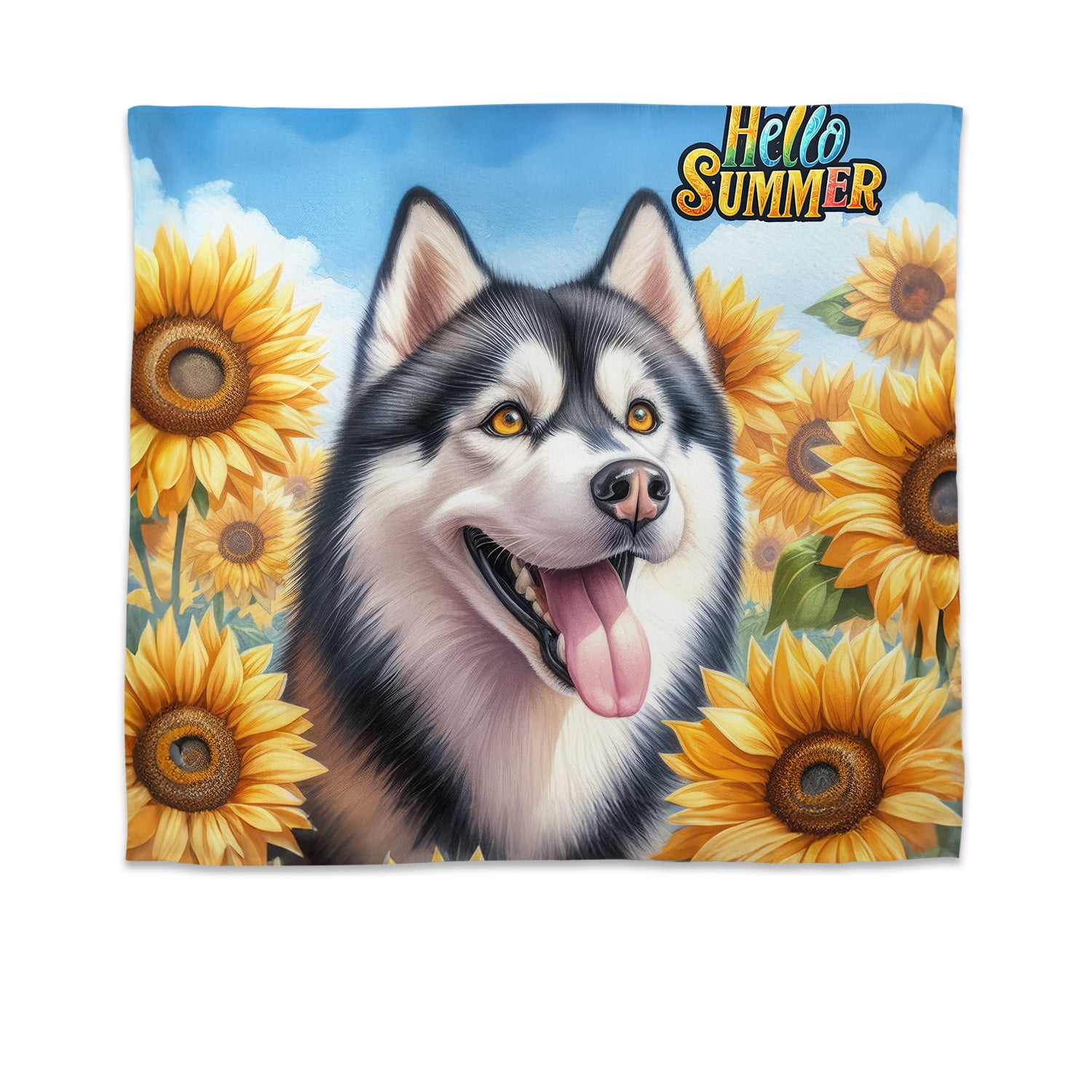 Siberian Husky Hello Summer Sunshine Sunflowers Spring Retro Vintage ...