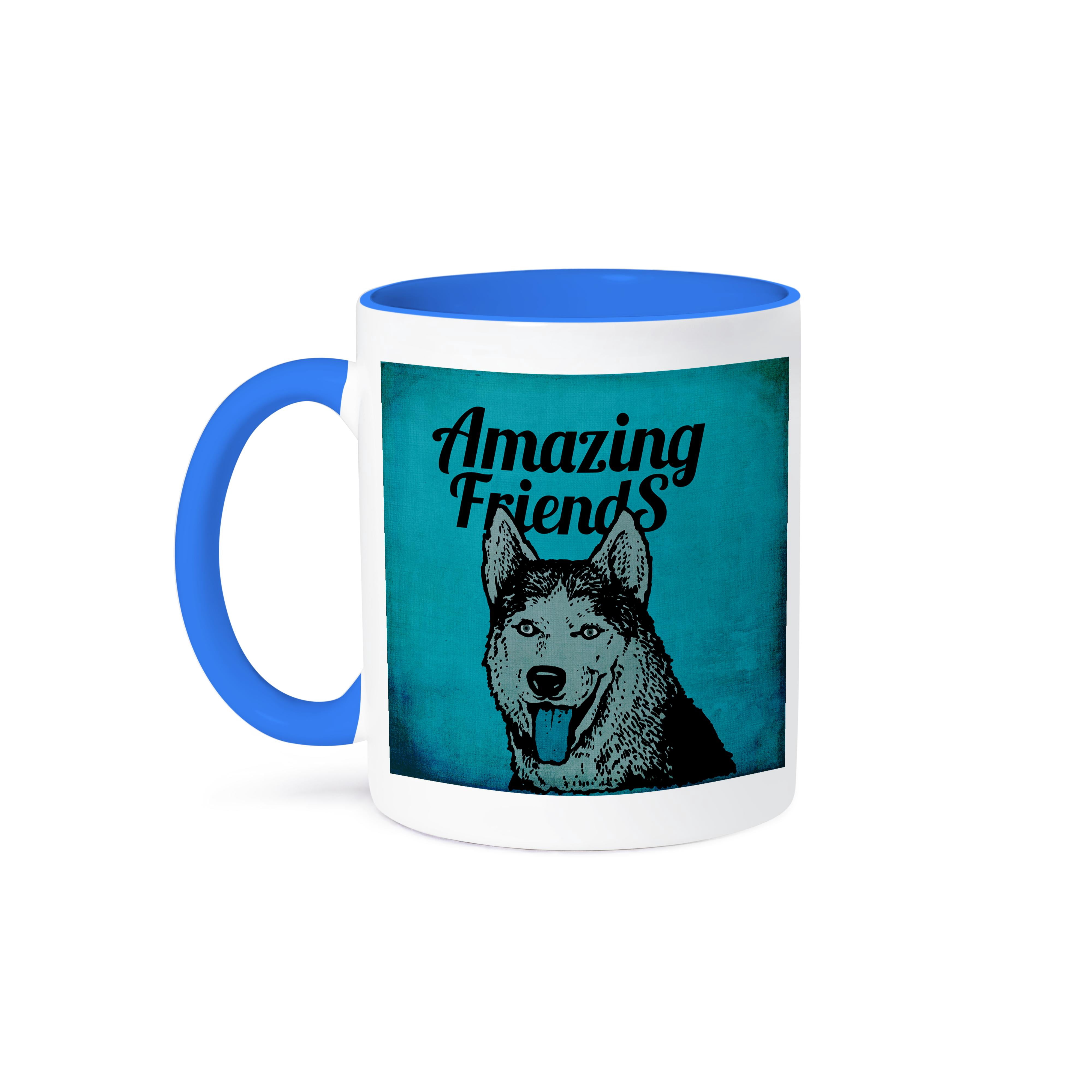 3dRose, Siberian Husky Illustration In Blue Colors And Text Amazing ...