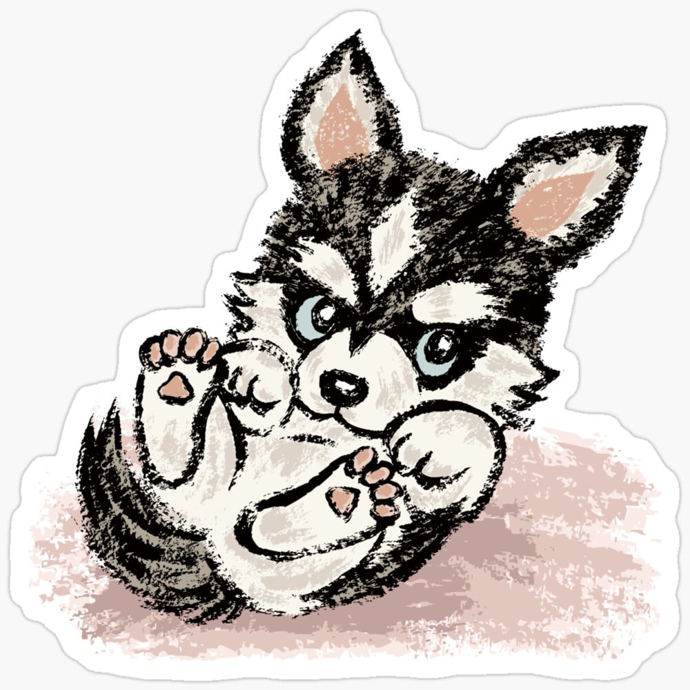 Siberian Husky Lying Sticker Phone Decal Water Bottle Stickers Car ...
