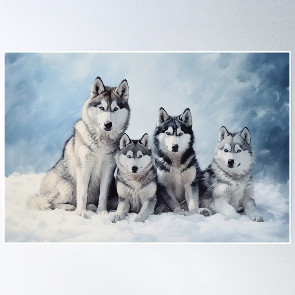 Siberian Husky Pack Poster Wall Art, Modern Wall Decor For Living Room ...