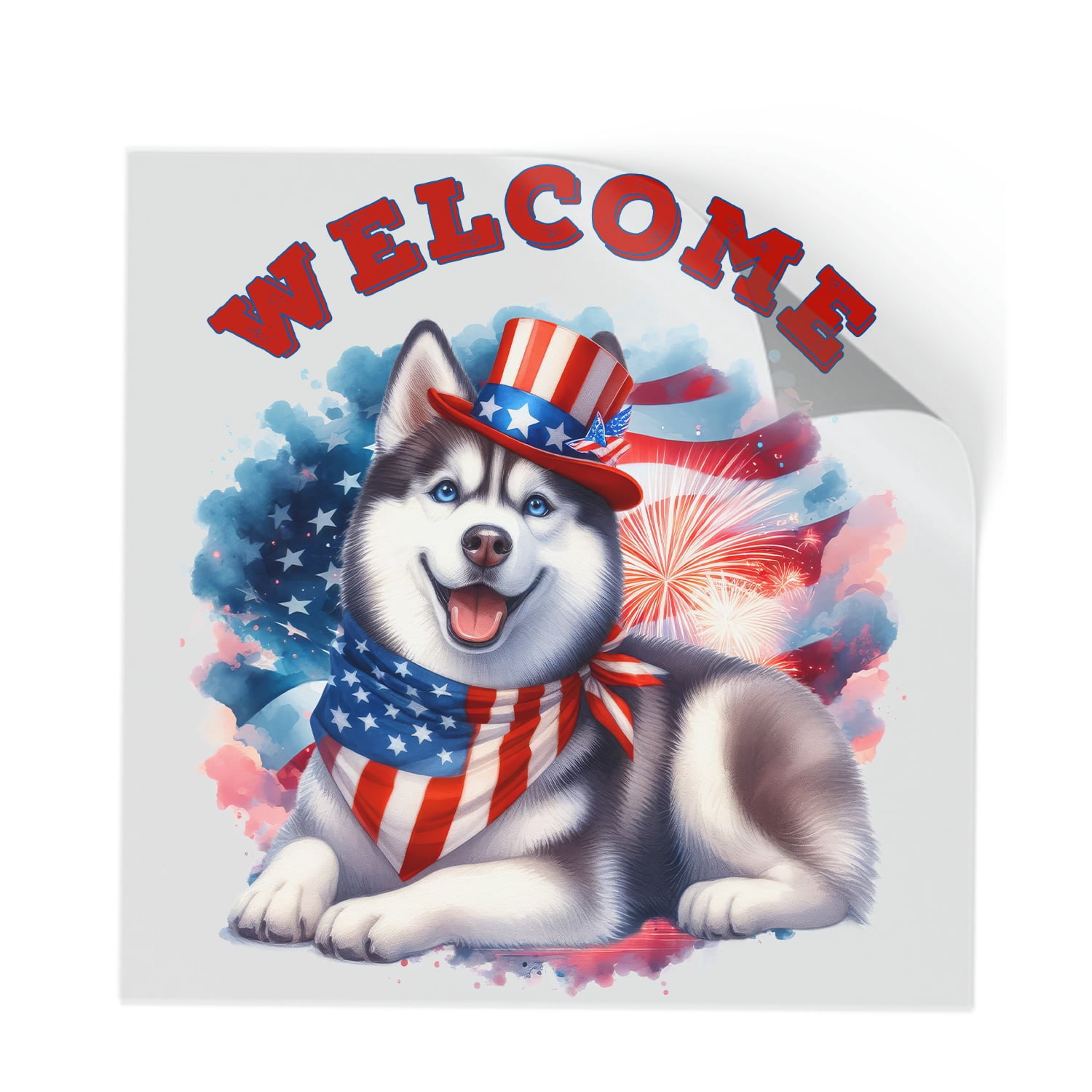 Siberian Husky Patriotic Welcome for 4Th of July Independence Day ...